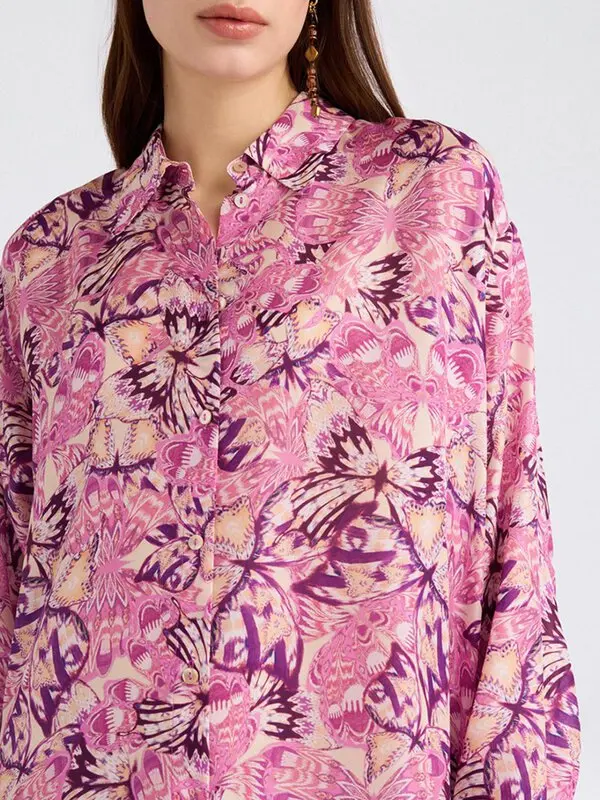 Momoni Printed Silk Midi Dress - Violet
