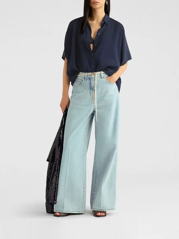 Momoni Silk Blend Shirt - Blue