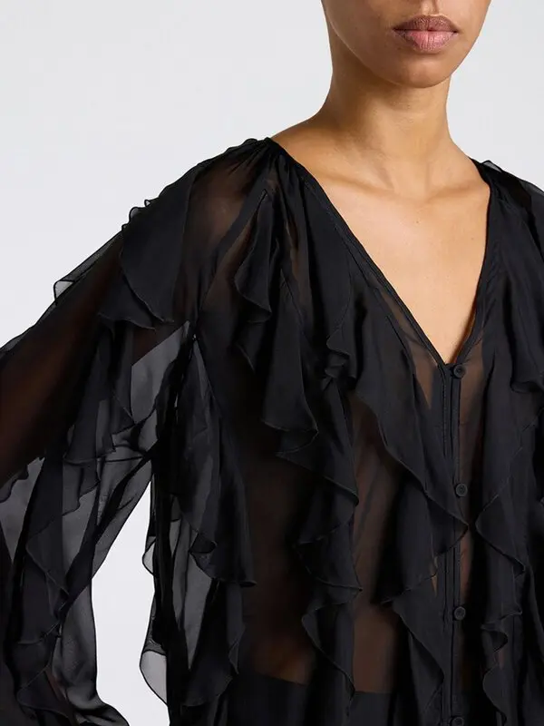 Momoni Silk Blend Blouse With Ruffles