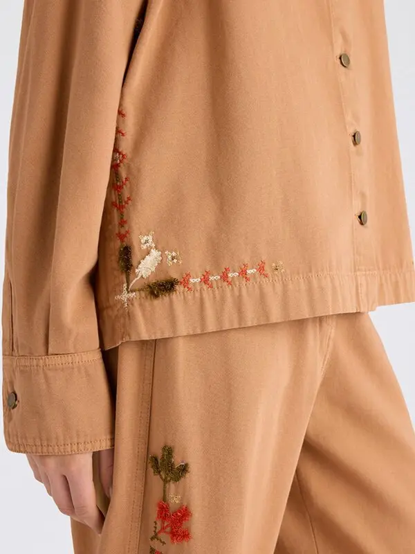 Momoni Cotton Shirt Jacket With Embroidered Detail