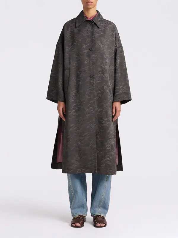 Momoni Jacquard Viscose Oversize Coat - Brown