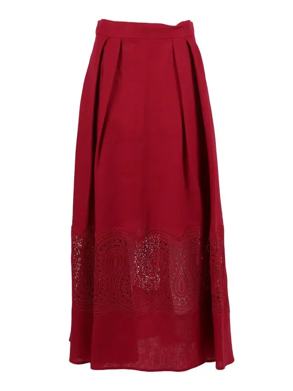 CLIPS Lace Trimmed Midi Skirt