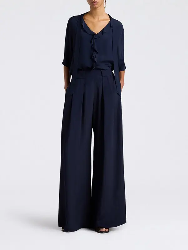 Momoni Silk Blend Wide Leg Trousers