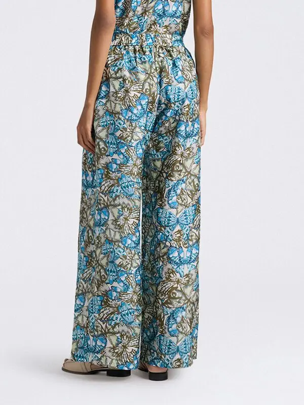 Momoni Printed Silk Palazzo Trousers - Avion