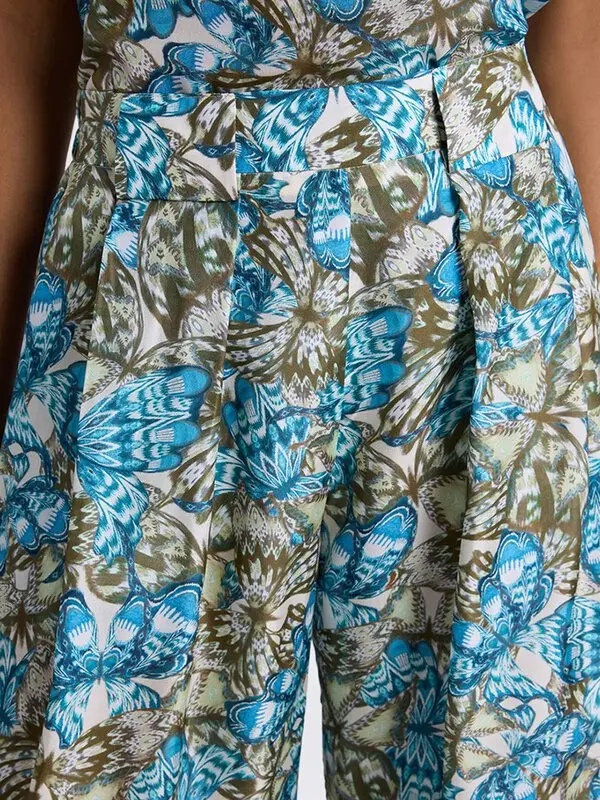 Momoni Printed Silk Palazzo Trousers - Avion