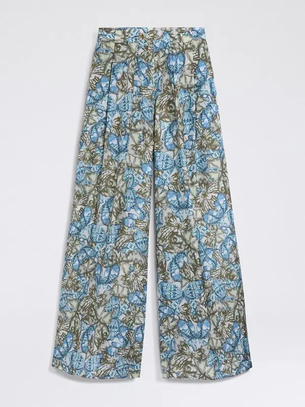 Momoni Printed Silk Palazzo Trousers - Avion