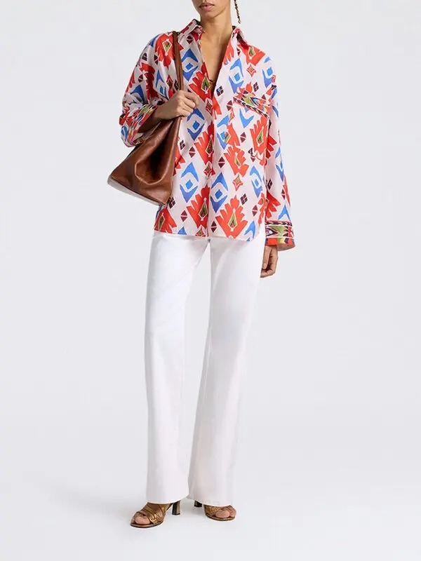 Momoni Cotton Shirt With Ethnic Print