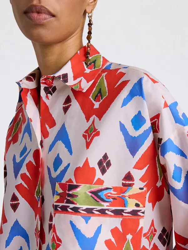 Momoni Cotton Shirt With Ethnic Print