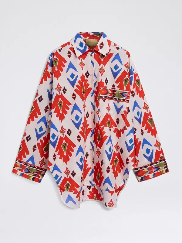 Momoni Cotton Shirt With Ethnic Print