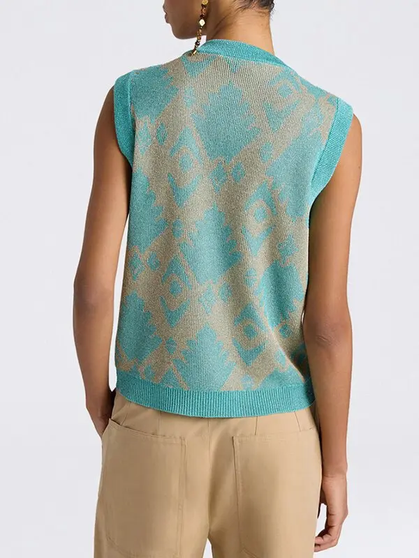 Momoni Jacquard Viscose Blend Crew Neck Sweater