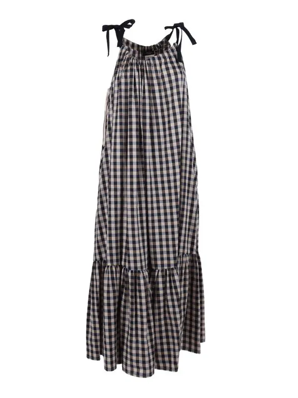 Max Mara Checked Maxi Dress With Tiered Hem