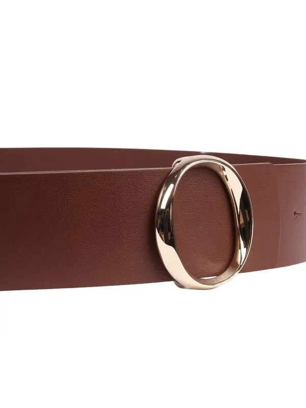 ORTIGNI Brown Leather Belt With Gold Buckle