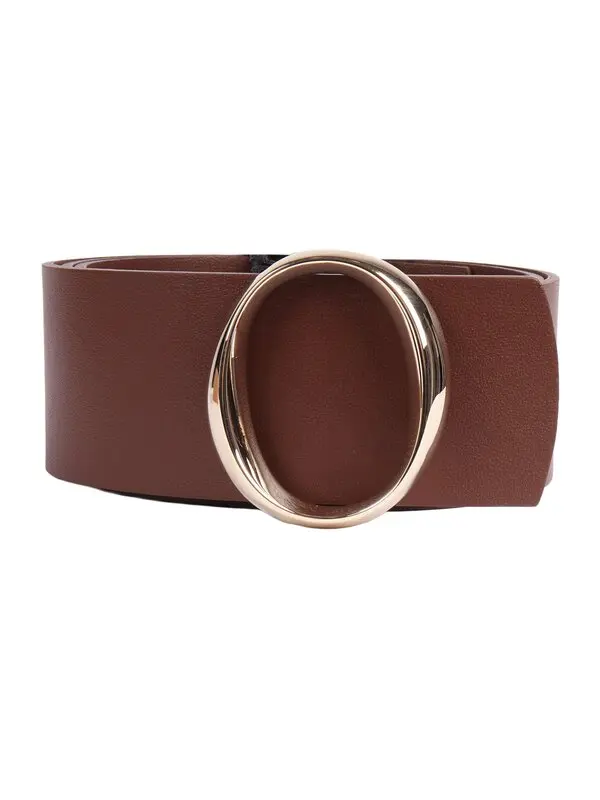 ORTIGNI Brown Leather Belt With Gold Buckle