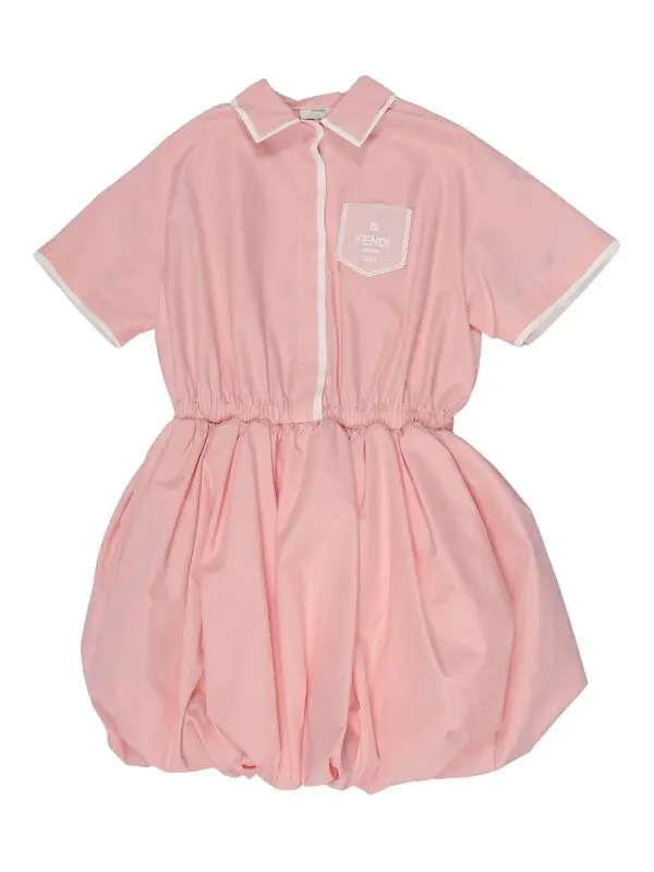 FENDI JR Popeline Dress With Collared Neckline