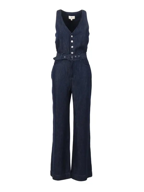 7 For All Mankind Tailored Wide Leg Jumpsuit - Blu