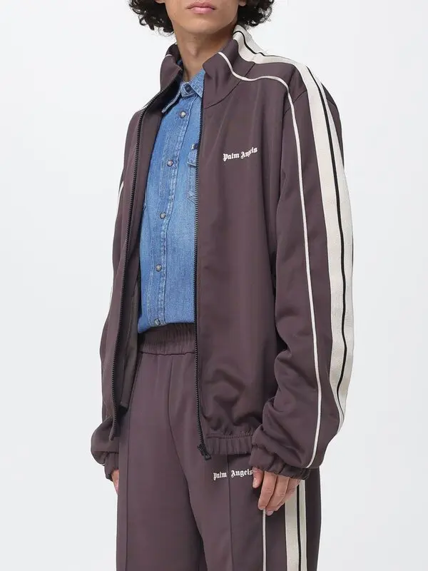 Palm Angels Polyester Zip-up Track Jacket With Logo
