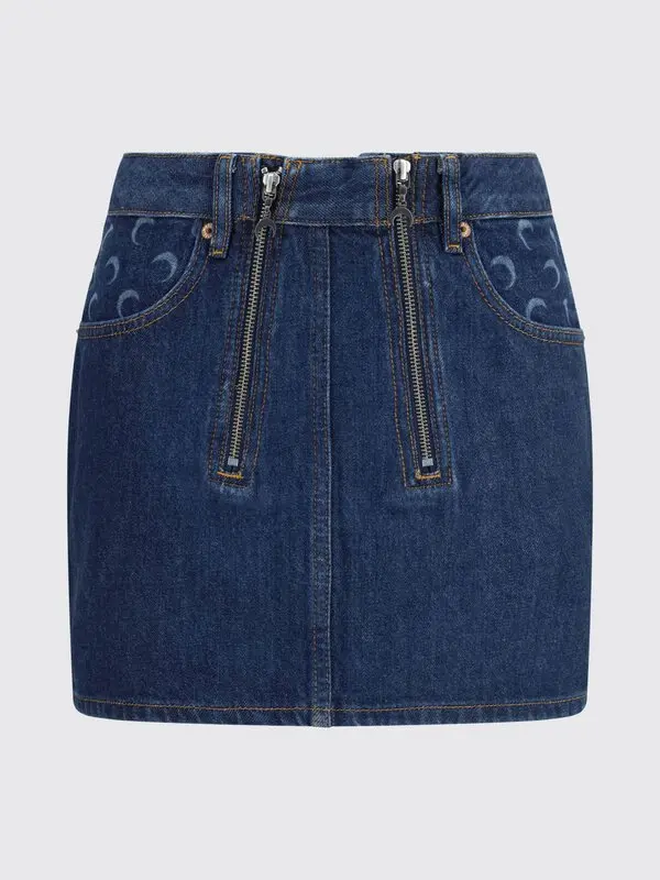 MARINE SERRE Mini Denim Skirt With Monogram Print