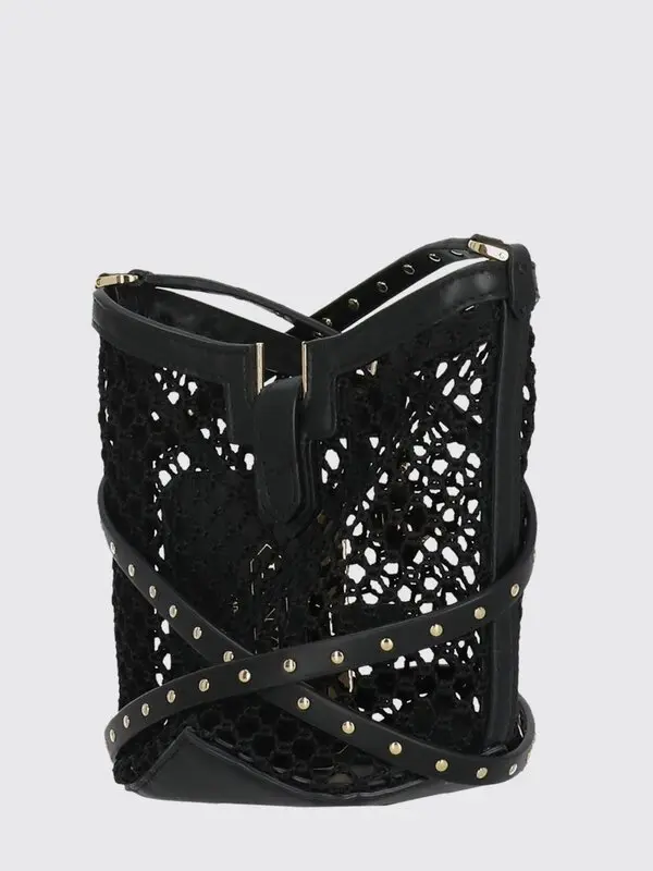 LANVIN Mesh Cotton And Leather Bag With Studs - Black