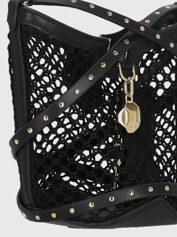 LANVIN Mesh Cotton And Leather Bag With Studs - Black