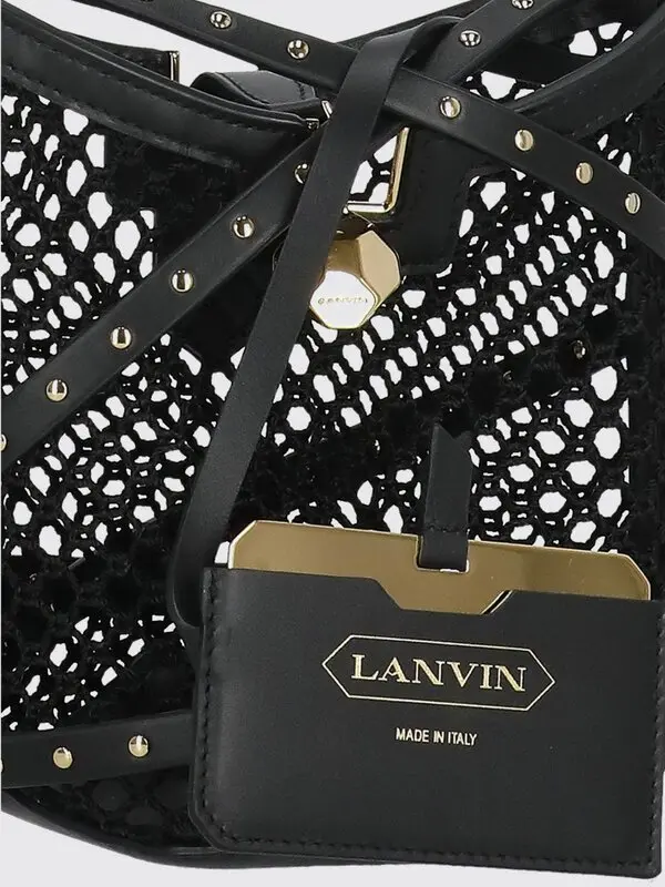 LANVIN Mesh Cotton And Leather Bag With Studs - Black