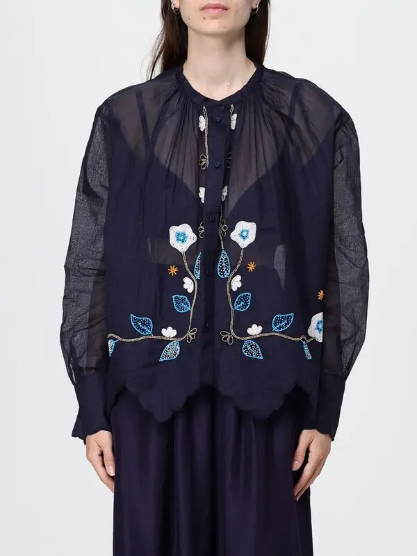 FORTE_FORTE Embroidered Shirt - Blue