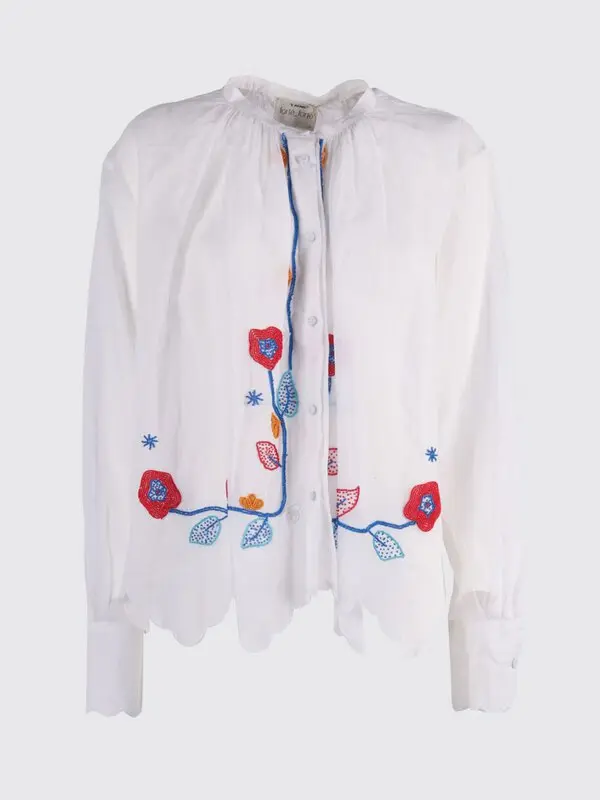 FORTE_FORTE Embroidered Scalloped Hem Shirt