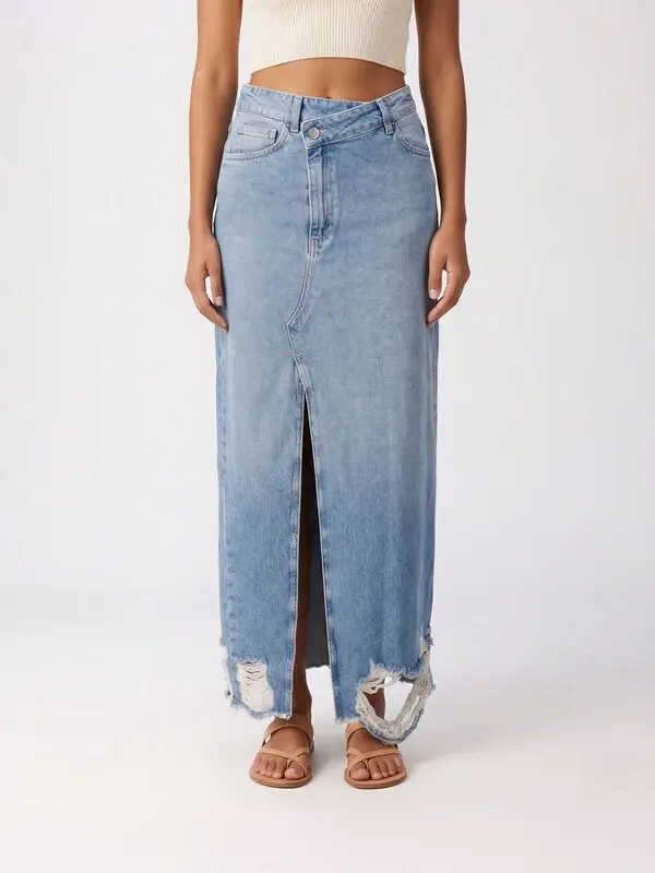 DONDUP Distressed Denim Maxi Skirt - Blue