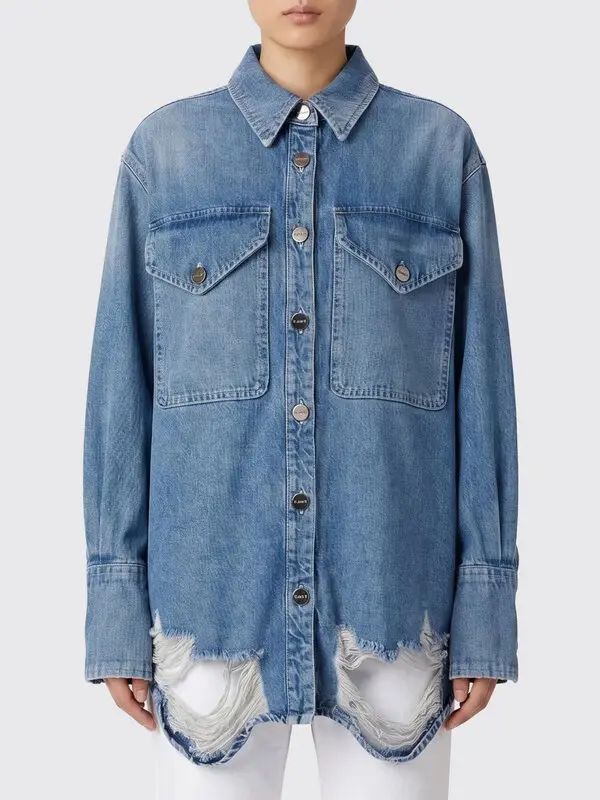DONDUP Distressed Denim Shirt - Blue