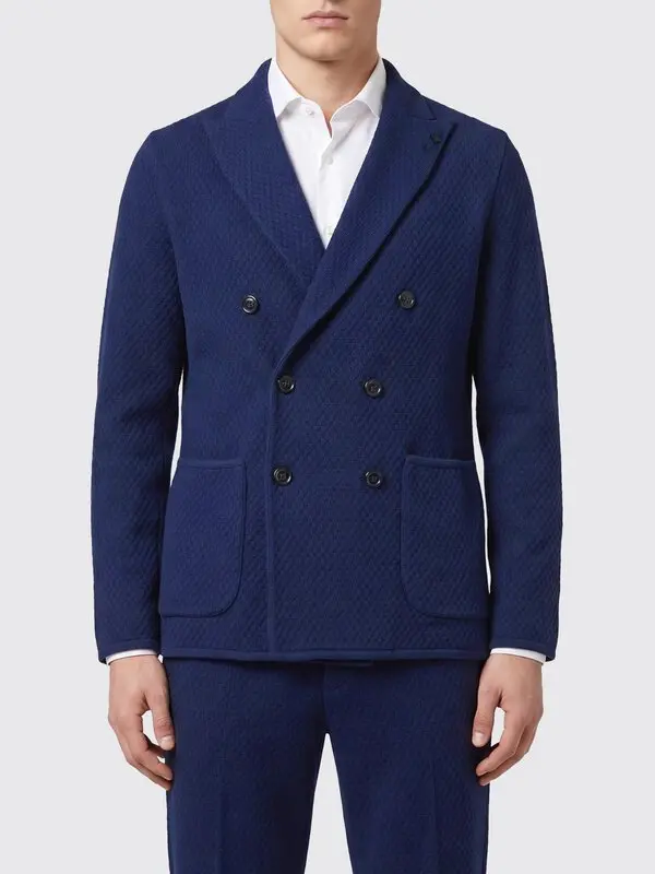 LARDINI Cotton Double-breasted Blazer - Blue