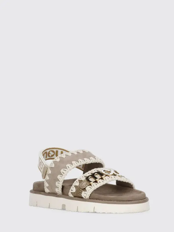 Mou Bio Suede Slingback Sandals With Topstitching