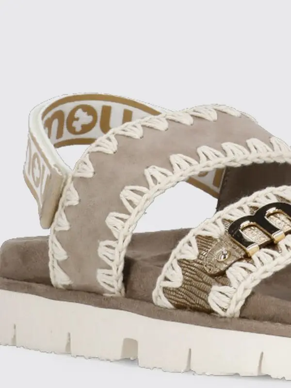 Mou Bio Suede Slingback Sandals With Topstitching