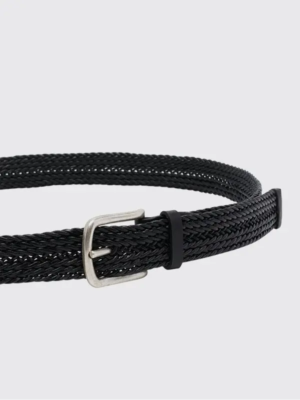 ORTIGNI Woven Leather Belt - Black