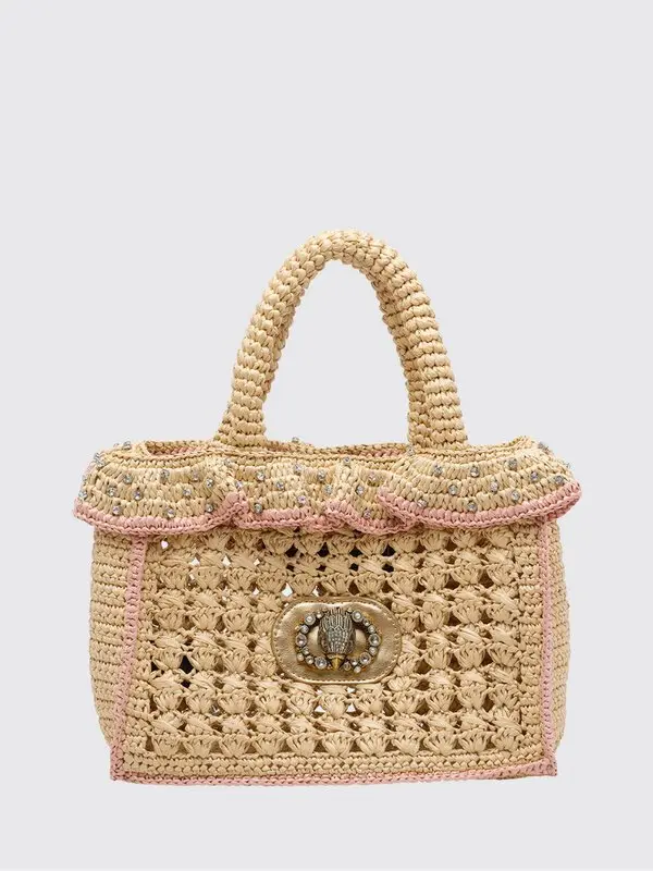 Kurt Geiger Straw Top Handle Bag With Embellishments