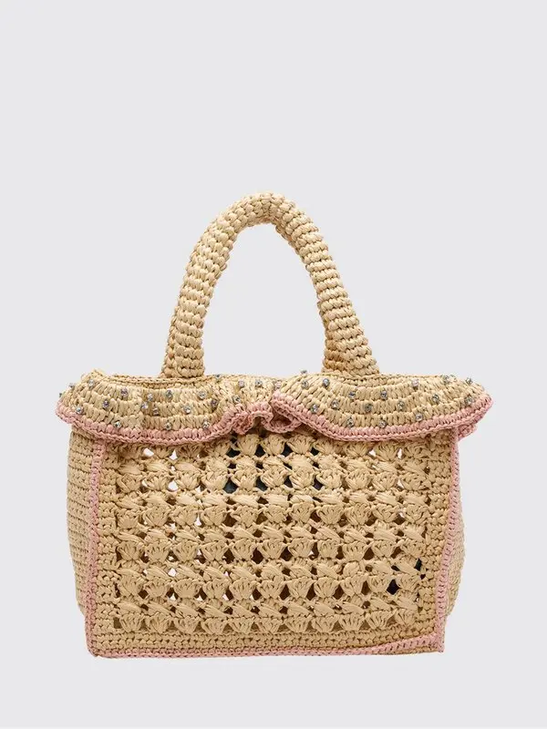 Kurt Geiger Straw Top Handle Bag With Embellishments