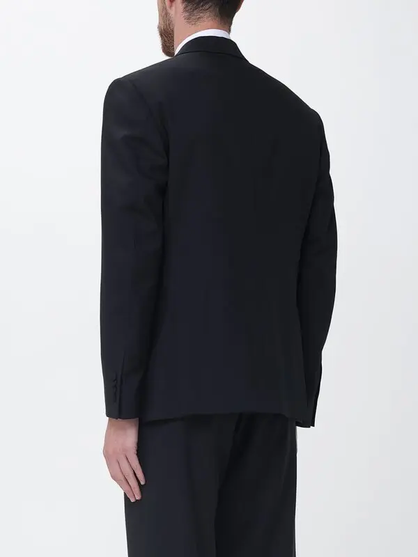 LARDINI Double-breasted Wool Blazer With Peak Lapels - Black