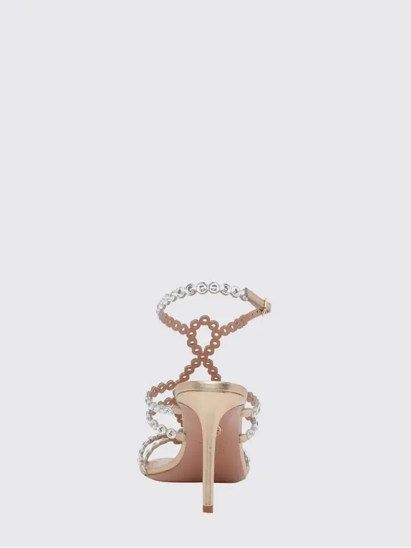 AQUAZZURA Laminated Leather Sandals With Appliqués