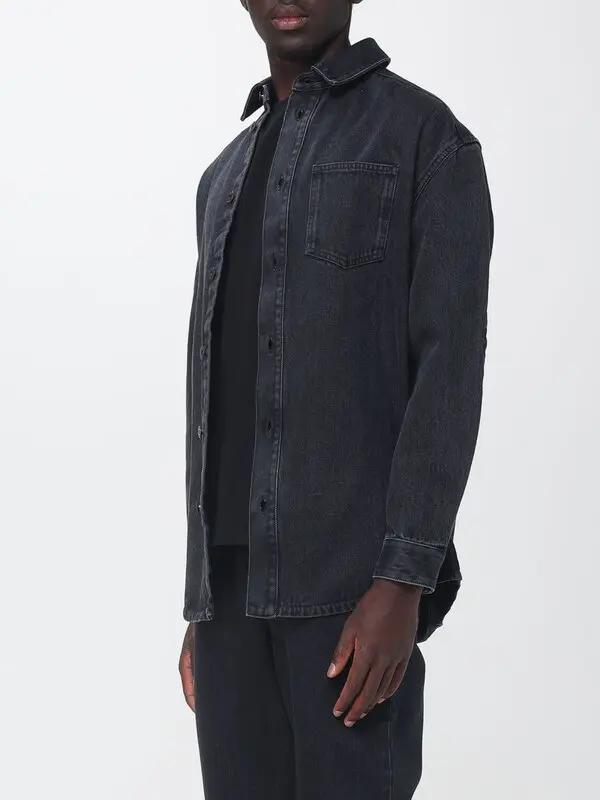 Loewe Cotton Denim Shirt Jacket With A Classic Collar And Patch Pockets - Black
