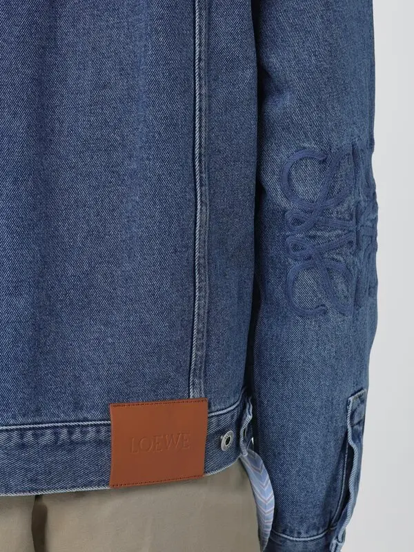 Loewe Embroidered Logo Denim Jacket - Gnawed Blue