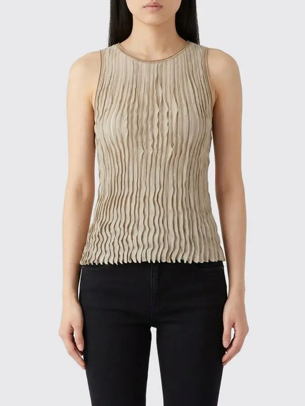 Giorgio Armani Pleated Silk Top - Sand