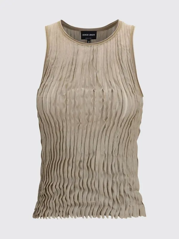 Giorgio Armani Pleated Silk Top - Sand