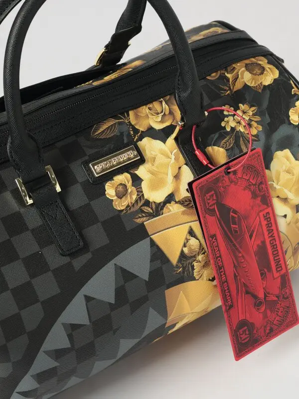 SPRAYGROUND Saffiano Coated Cotton Duffle Bag With Check Pattern And Logo