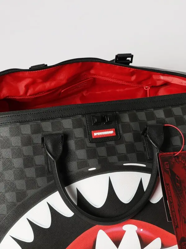 SPRAYGROUND Saffiano Coated Cotton Duffle Bag With Check Pattern And Logo