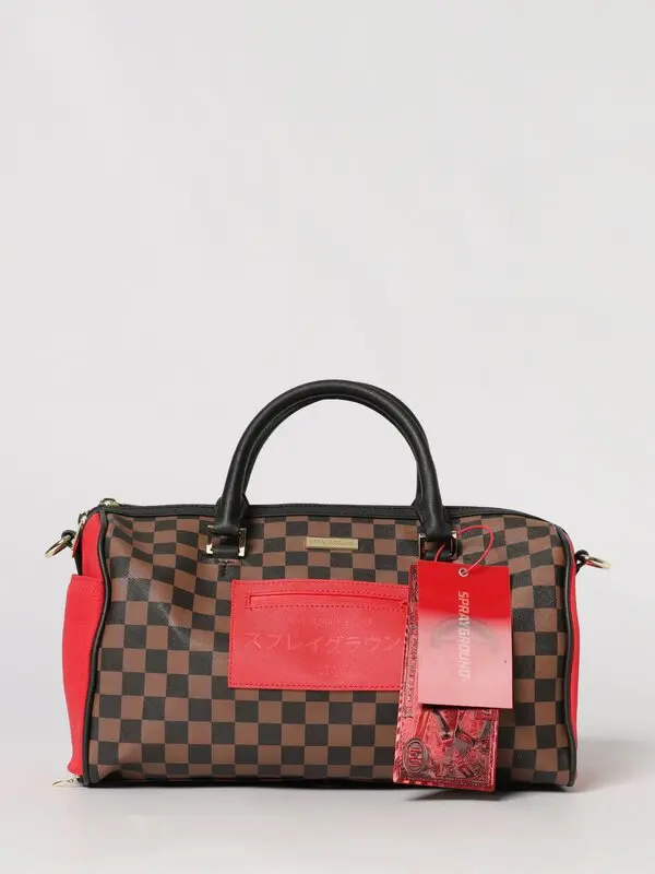 SPRAYGROUND Checkered Saffiano Coated Cotton And Nylon Duffle Bag - Brown