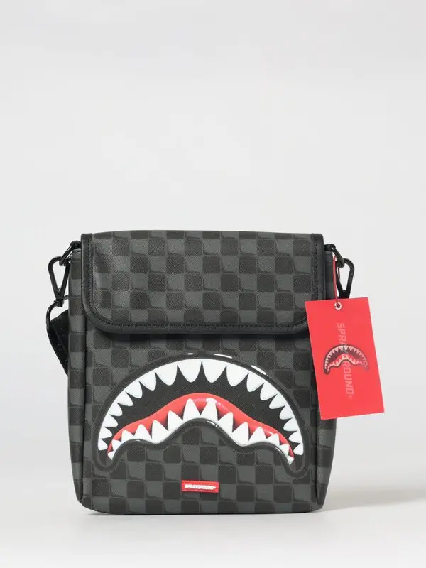 SPRAYGROUND Shark Mouth Checkered Shoulder Bag - Black