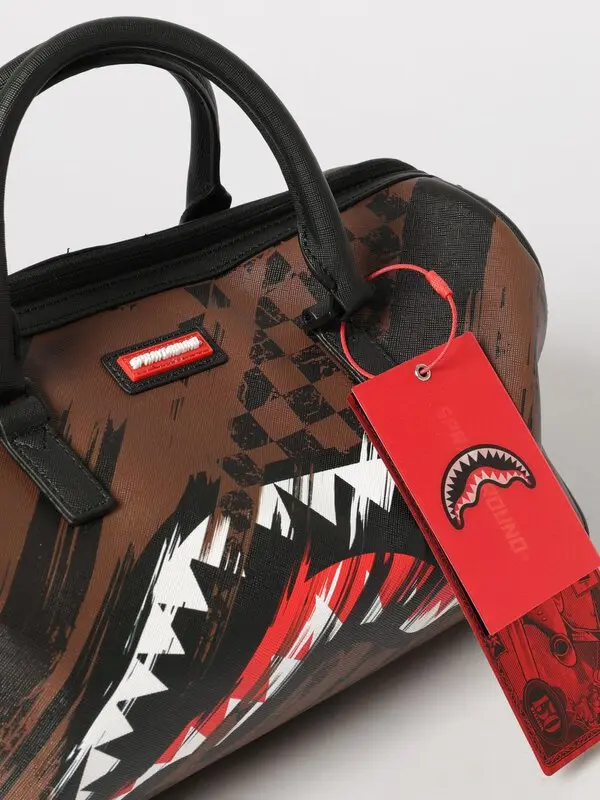 SPRAYGROUND Saffiano Coated Cotton Duffle Bag With Logo Pattern