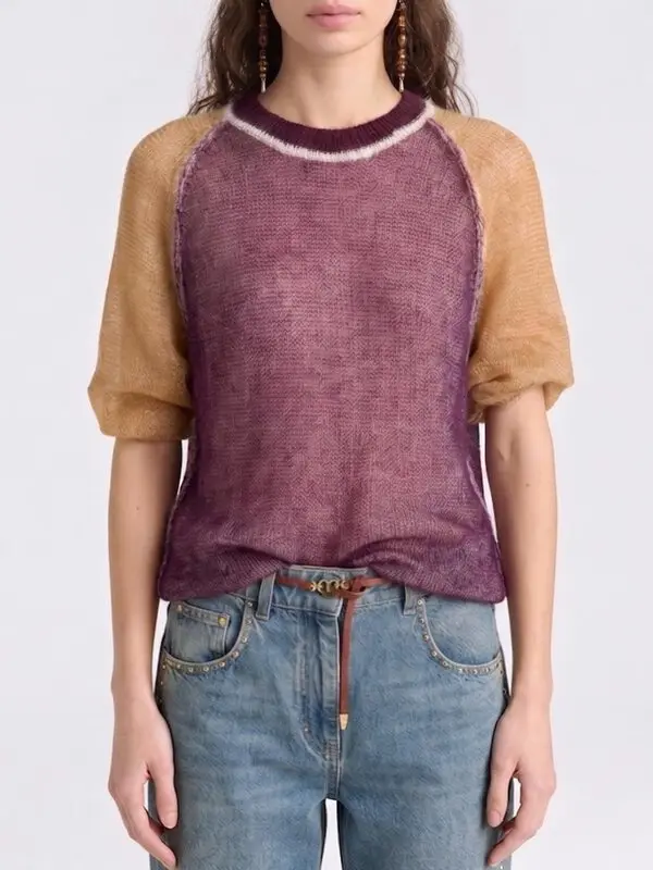 Momoni Block Mohair Wool Pullover - Cherry
