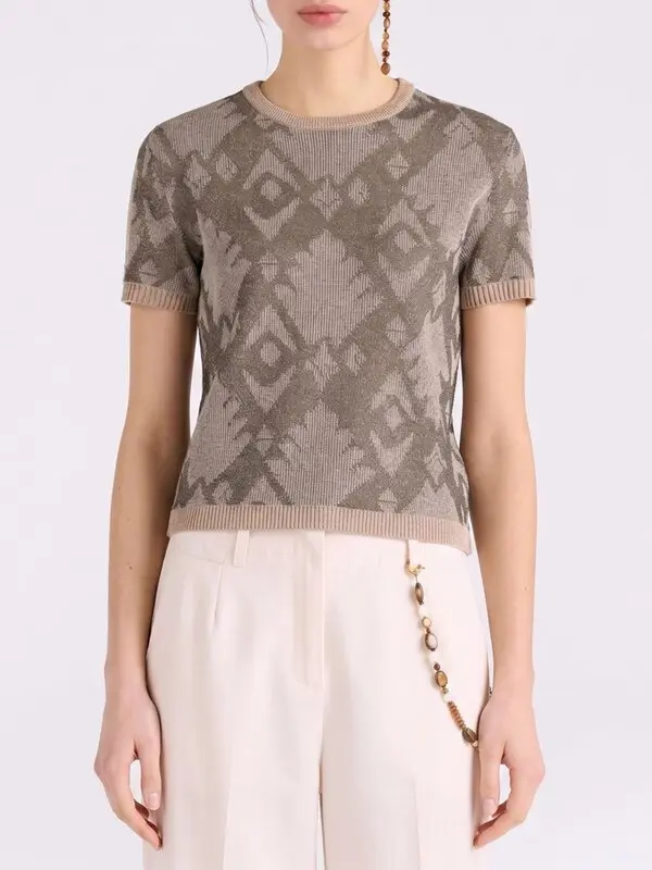 Momoni Jacquard Knit Crewneck Sweater With Abstract Pattern