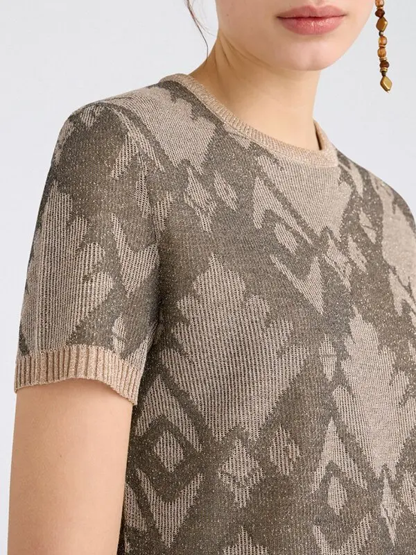 Momoni Jacquard Knit Crewneck Sweater With Abstract Pattern