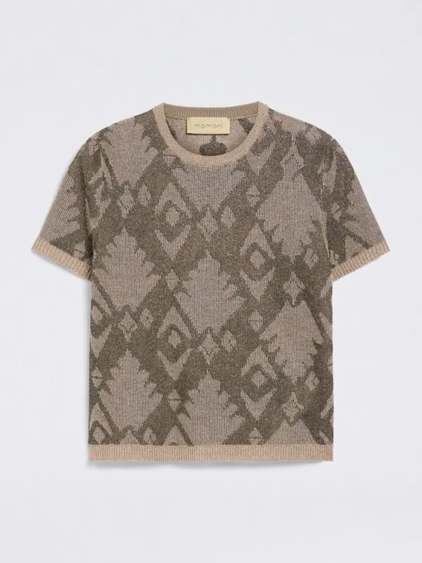 Momoni Jacquard Knit Crewneck Sweater With Abstract Pattern
