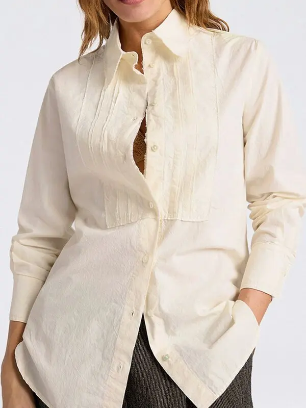 Momoni Cotton Shirt With French Collar And Plastron